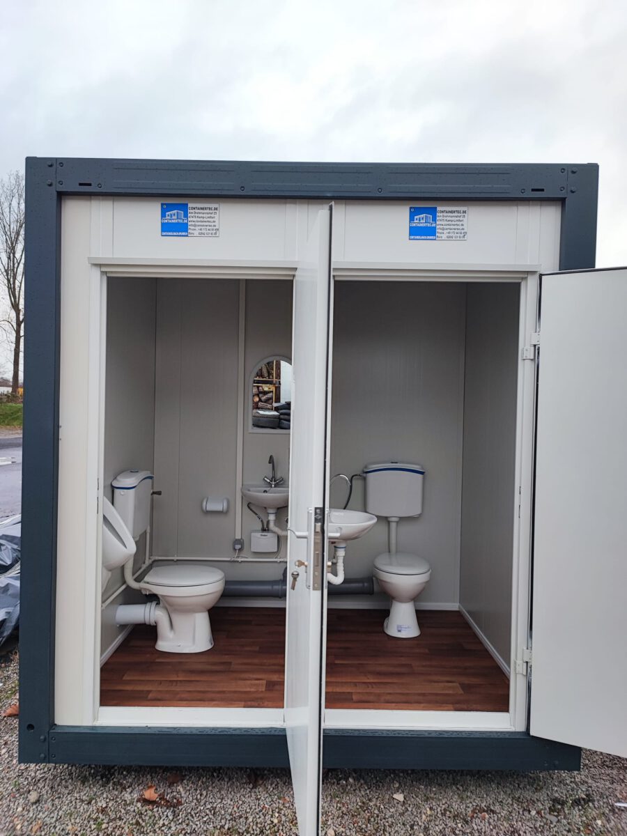 Raumcontainer mit Damen und Herren WC – Containertec.de | Container nach Wunsch
